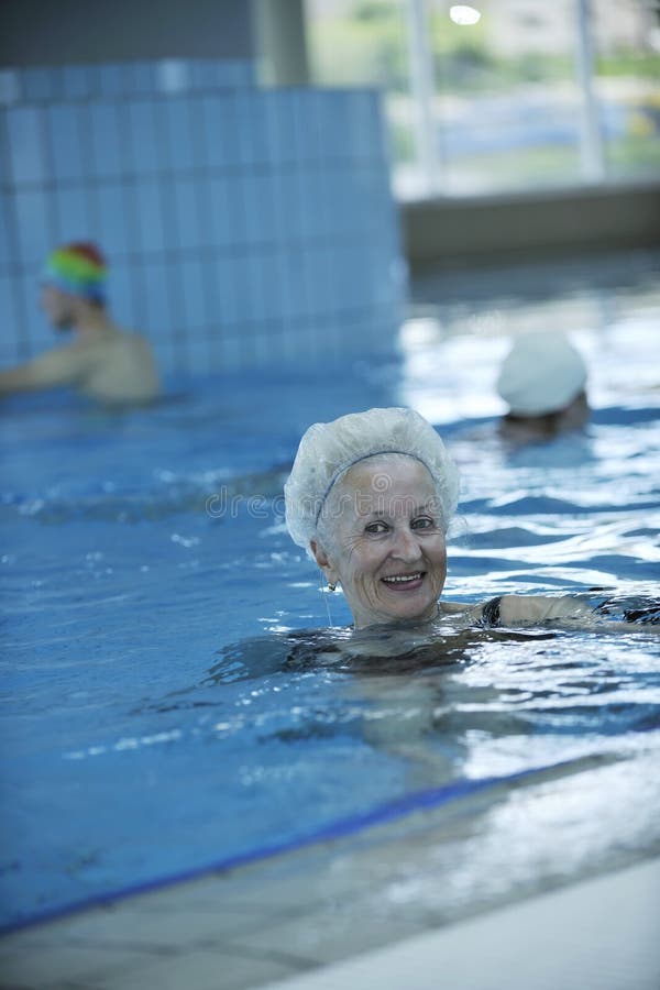 Group of Senior People with Swim Stock Photo - Image of aerobics, group ...