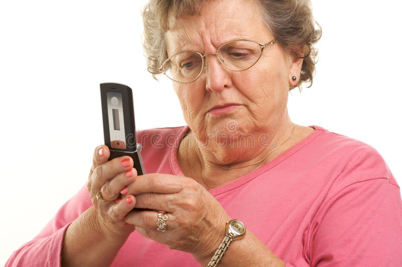 Senior Woman Texting on Cell Phone Stock Image - Image of cell ...