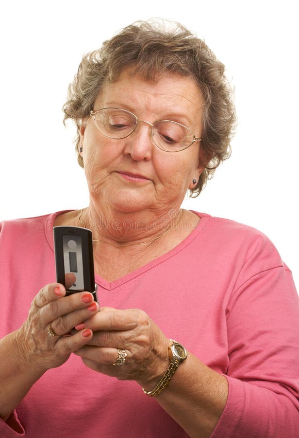 Senior Woman Texting on Cell Phone Stock Image - Image of longevity ...