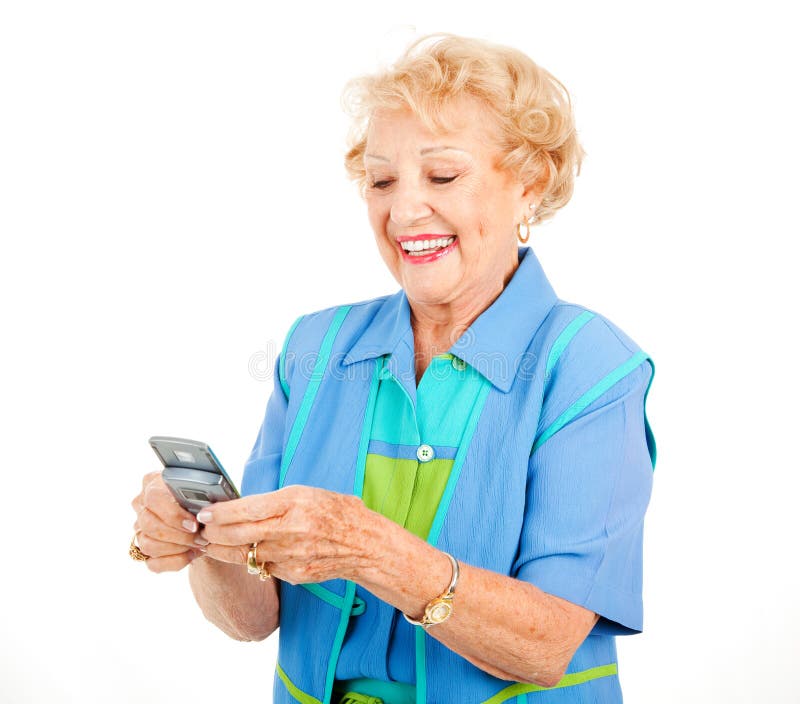 Senior Woman Texting on Cell Phone Stock Image - Image of cell ...