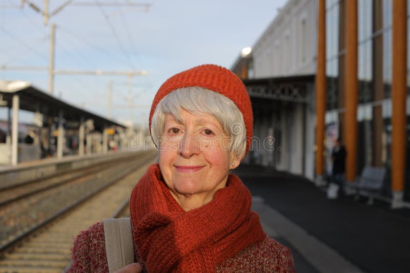 Senior Woman Traveling by Train Stock Photo - Image of british ...