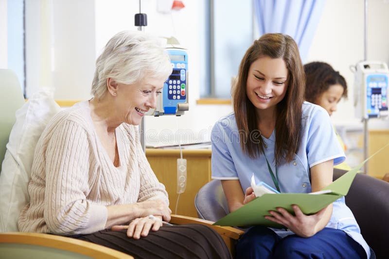 Senior Woman Undergoing Chemotherapy with Nurse Stock Image - Image of ...