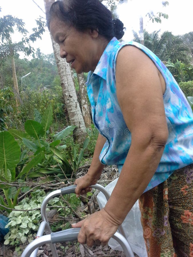 Senior Woman with Walker in Park Stock Photo - Image of park, thai ...