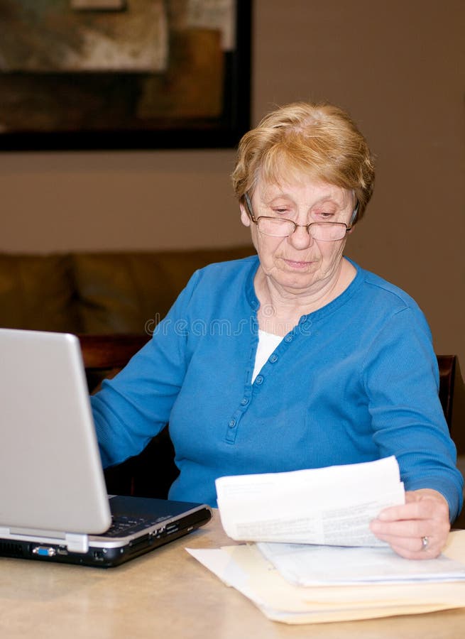 Senior Woman Looking at Computer Stock Image - Image of lady ...