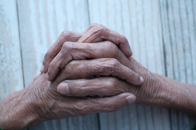 Senior Women Hand on Table, 70 Years Old Stock Photo - Image of human ...