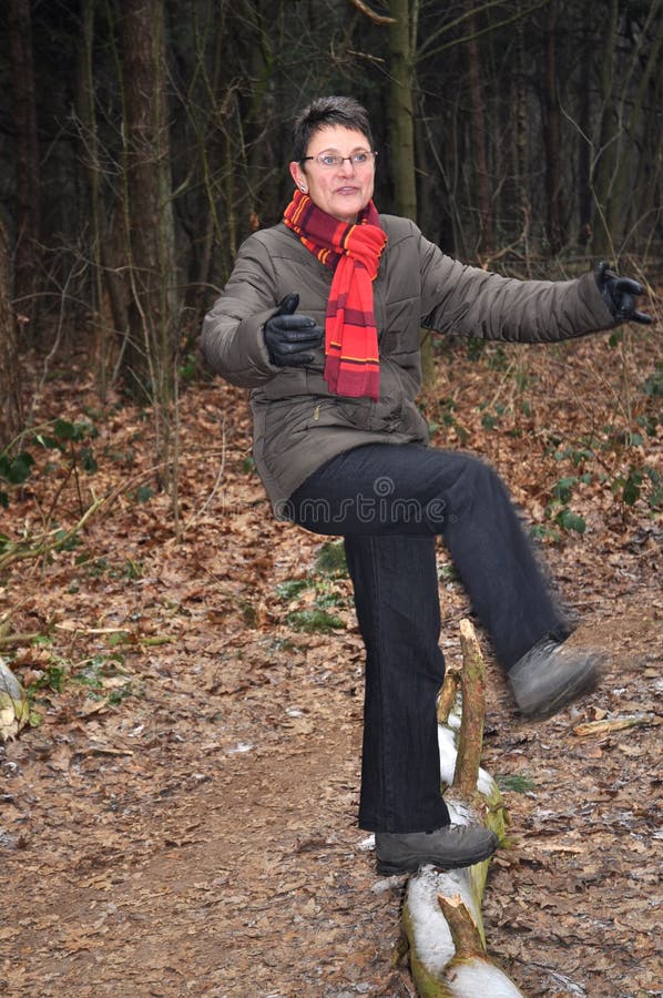 Senior Women almost Losing Her Balance Stock Photo - Image of cool ...
