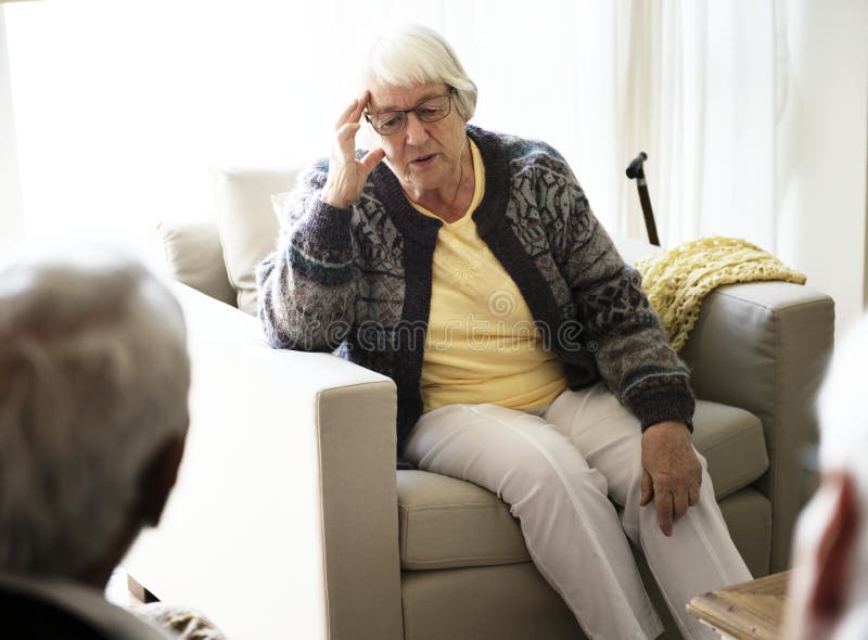 Senior Woman Sitting on a Sofa Stock Image - Image of health, house ...