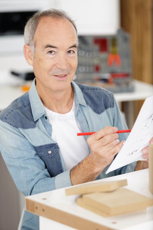 Senior Wood Worker Professional during Work Stock Photo - Image of ...