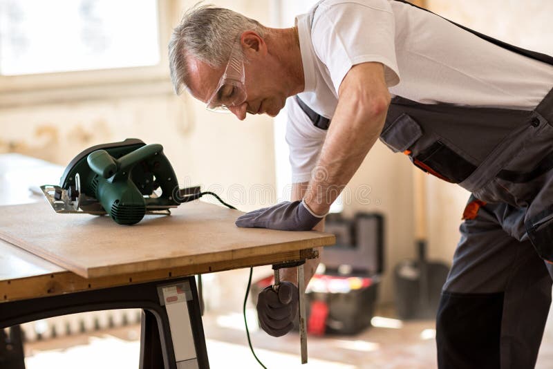 Senior Worker in the Carpentry Workshop Stock Image - Image of hammer ...
