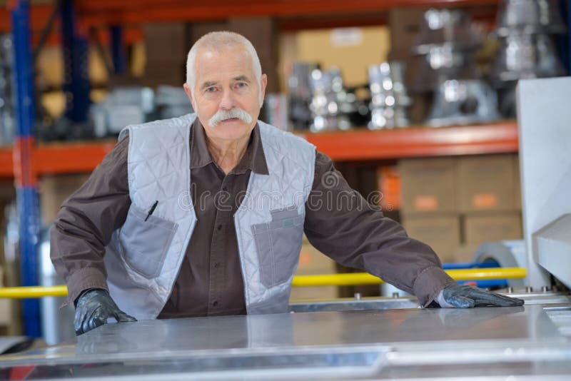 Senior Worker in Metal Factory Stock Image - Image of plant, marking ...