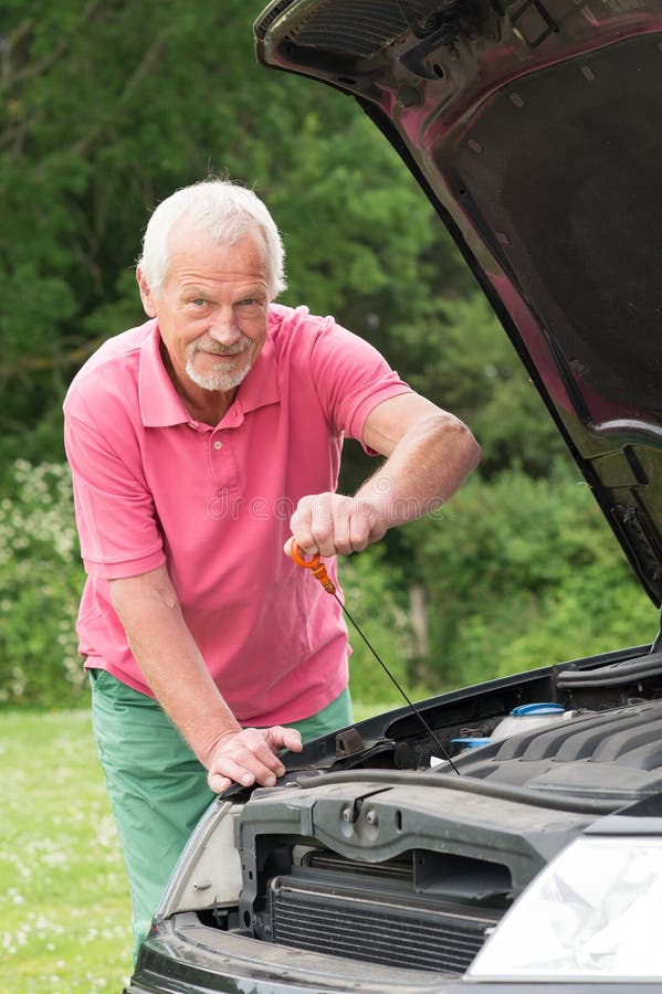 Senior working at car stock image. Image of beautiful - 32020717