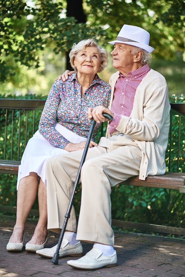 Seniors on bench stock image. Image of sitting, family - 56714981