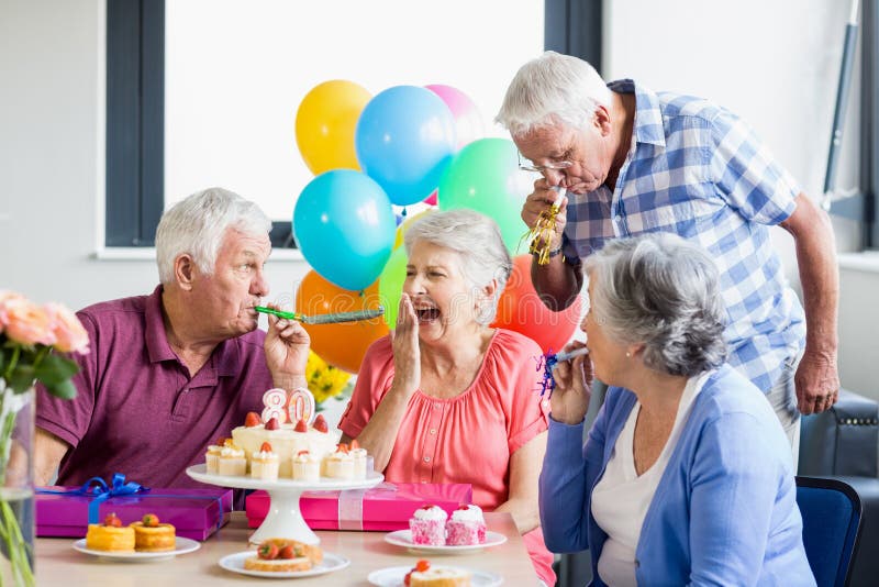 Seniors Celebrating a Birthday Stock Image - Image of citizen ...