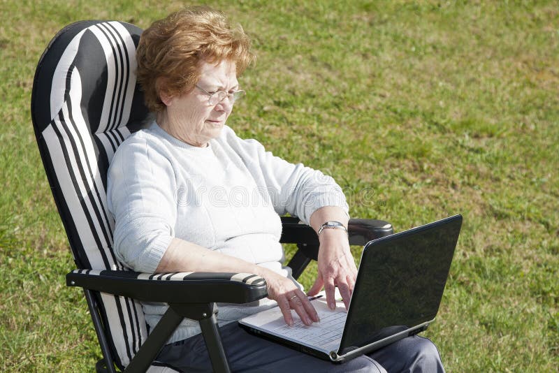 Seniors stock image. Image of outdoor, laptop, grandmother - 53391513