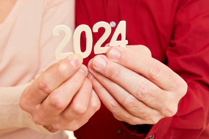 Seniors Hands Show Year 2024 As a Number Stock Photo - Image of time ...