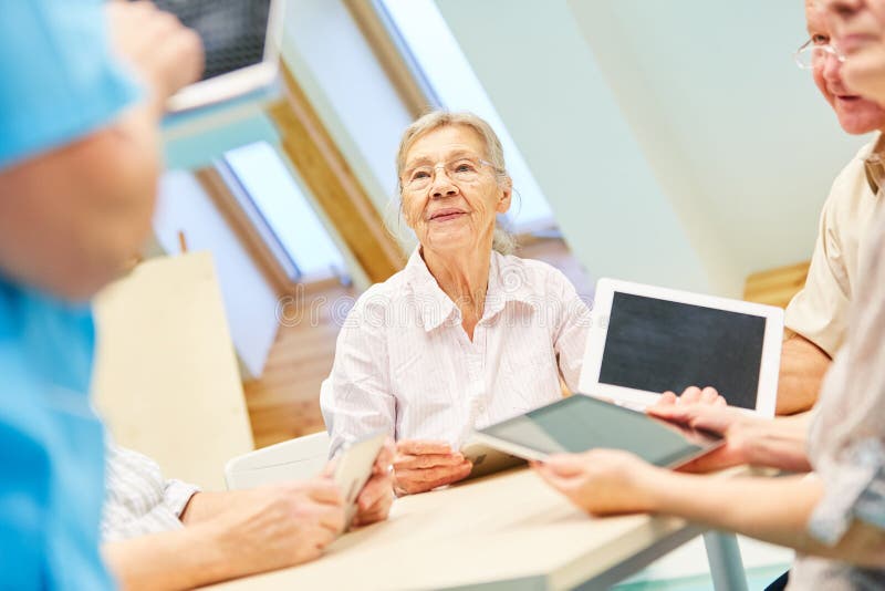 Seniors Learn How To Use the Internet Stock Photo - Image of retiree ...