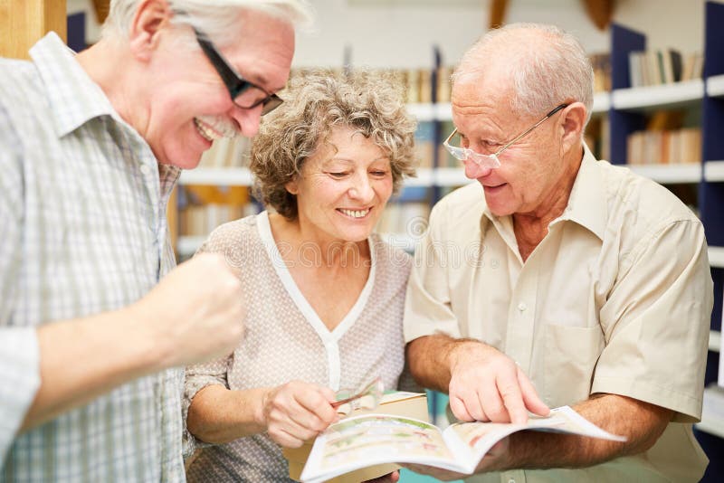 Seniors in a Library in the Retirement Home Stock Image - Image of ...