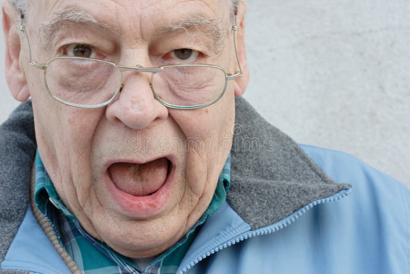 Seniors Man with Mouth Open Stock Image - Image of people, wisdom: 4344709