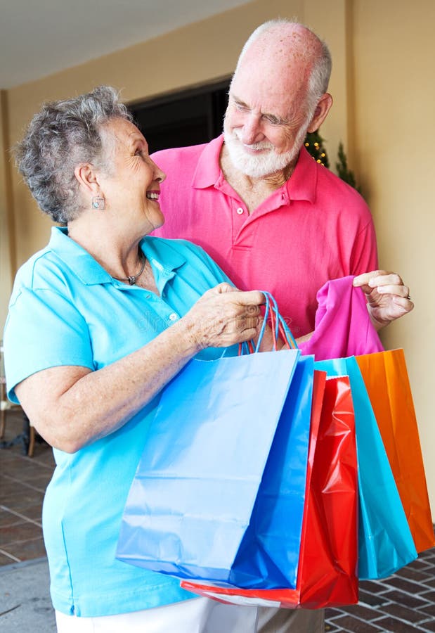 Shopping Seniors - Carrying Her Bags Stock Image - Image of courtesy ...
