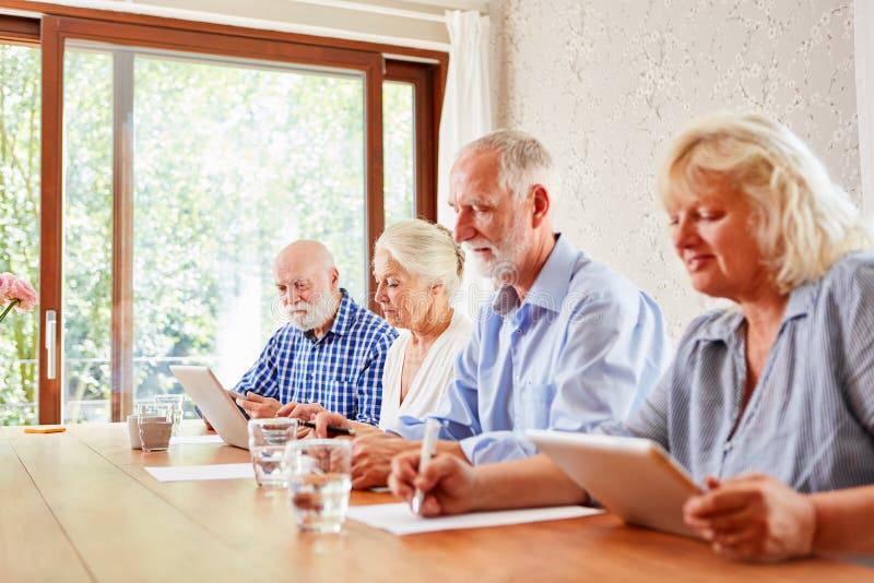 Seniors are Taking an E-learning Computer Course Stock Photo - Image of ...