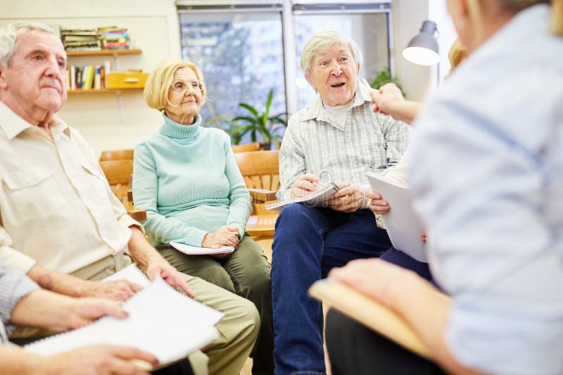 Seniors and Therapists in Group Therapy Stock Image - Image of ...
