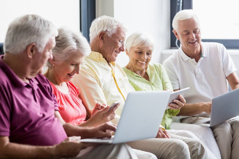 Seniors and technology stock image. Image of chating - 15753669