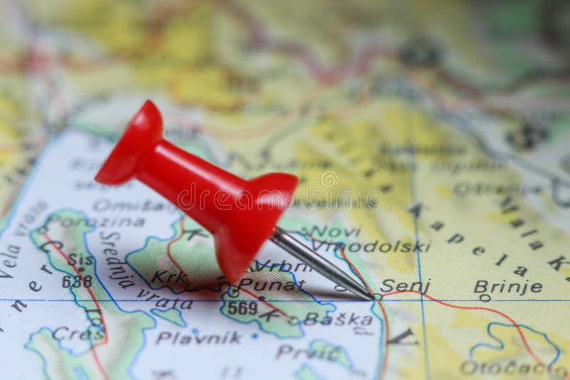 Senj, Croatia pin on map stock image. Image of land - 370078181