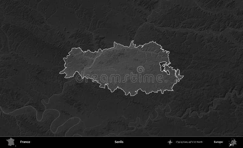 Senlis Highlighted, France. Grayscale Stock Illustration - Illustration ...