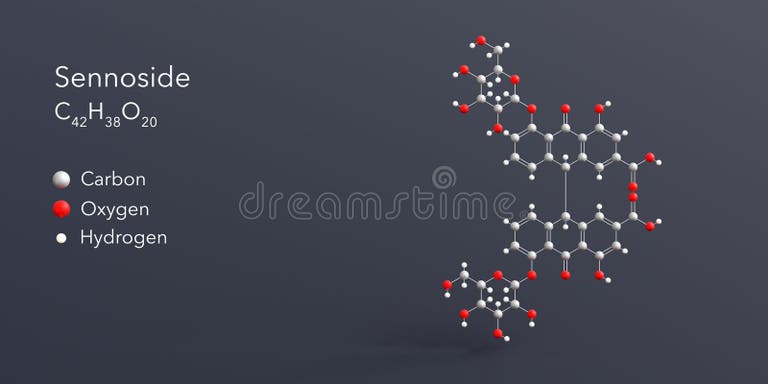 Sennoside Molecule 3d Rendering, Flat Molecular Structure with Chemical ...
