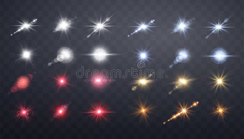 Sens Flares Set. Isolated on Transparent Background. Sun Flash with ...