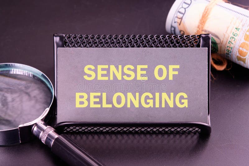 SENSE of BELONGING Written on the Business Card Stock Image - Image of ...