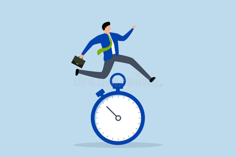 Sense of Urgency, Businessman Running and Jumping High Above the ...