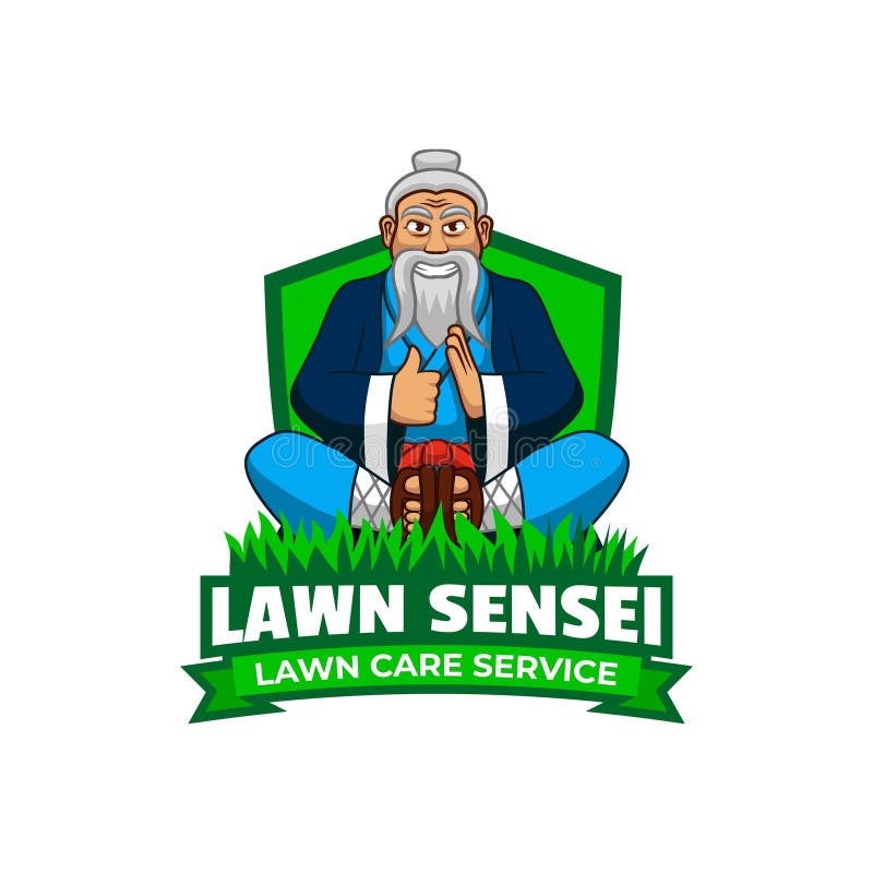 Sensei Mascot Lawn Care Logo Design Vector Stock Vector - Illustration ...