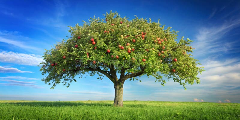 Sensible and Sensible Apple Tree AI Generative Stock Illustration ...