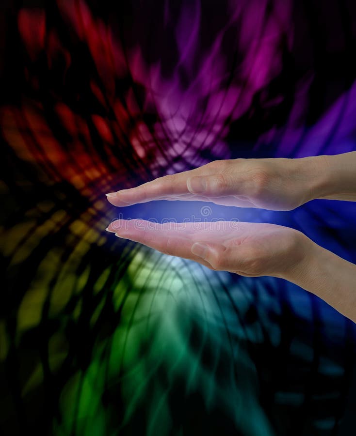 Sensing Energy between Palms Stock Image - Image of color, distant ...