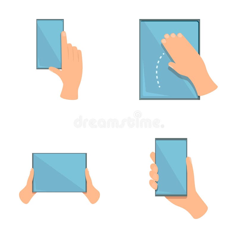 Sensitive Screen Icons Set Cartoon Vector. Hand Gesture on Touch ...