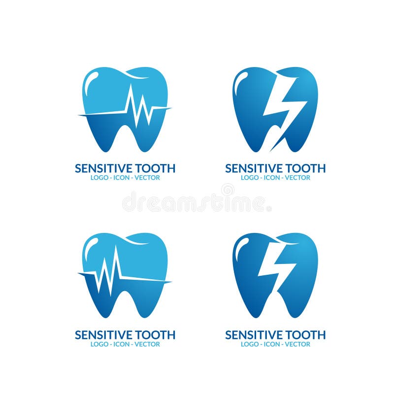Sensitive Teeth Vector Icon or Logo with Flat Cartoon Design Stock ...