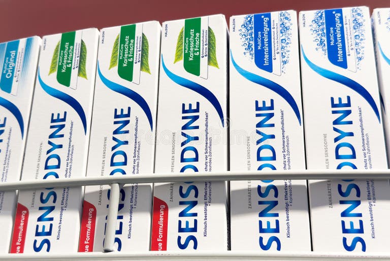 Sensodyne Toothpaste Selection on Shelf with Various Options for ...