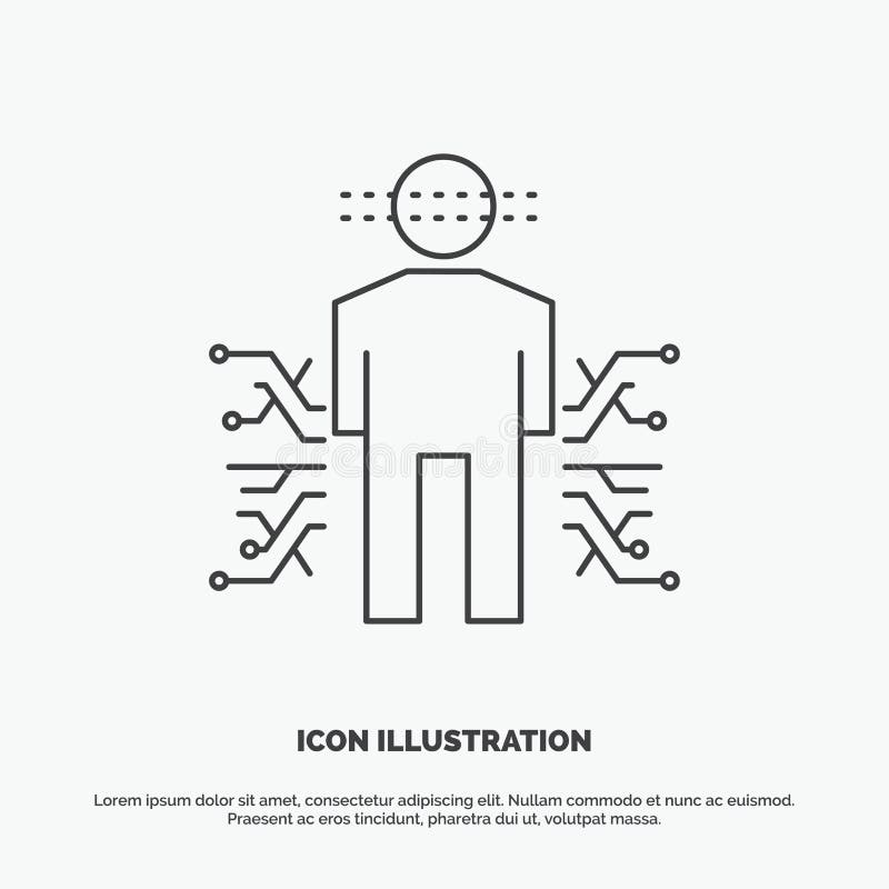Sensor, Body, Data, Human, Science Icon. Line Vector Gray Symbol for UI ...