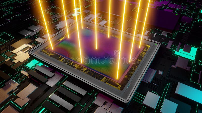 Sensor for Digital Camera with Rays of Light, 3D Rendering Macro on ...