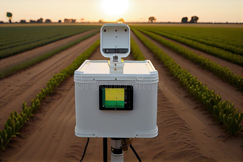 A Sensor in the Middle of a Field of Crops. Generative AI Stock ...