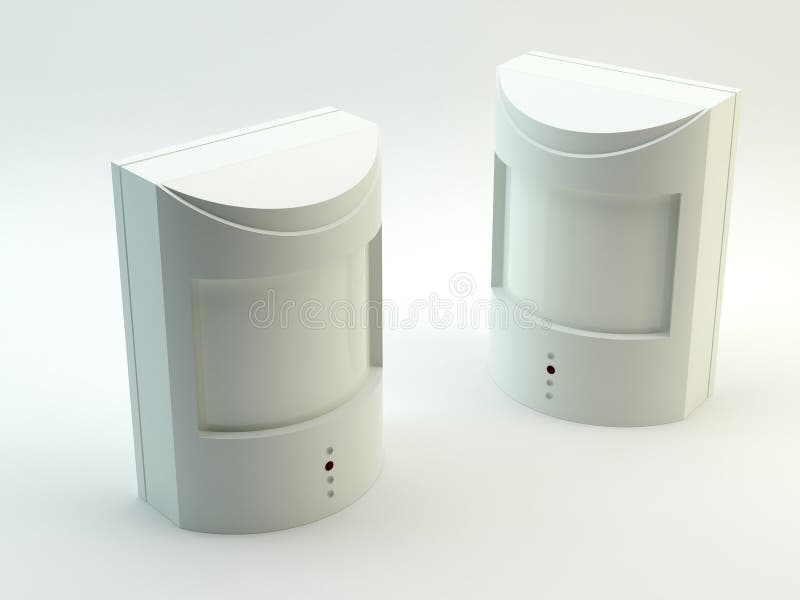 Motion Detectors, Alarm - Isolated on White, 3D Illustration Stock ...