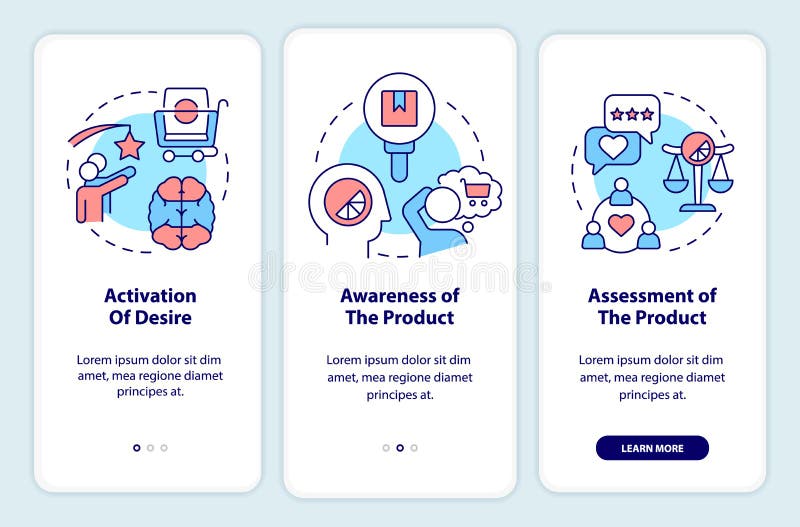 Sensory System in Consumer Behavior Onboarding Mobile App Screen Stock ...