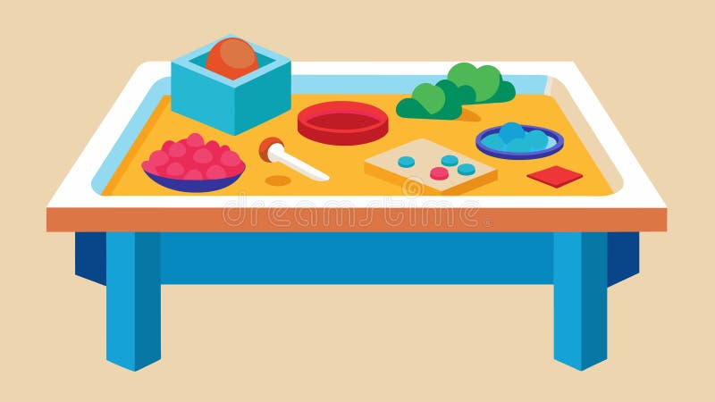 A Sensory Table Filled with Different Textures and Materials for ...