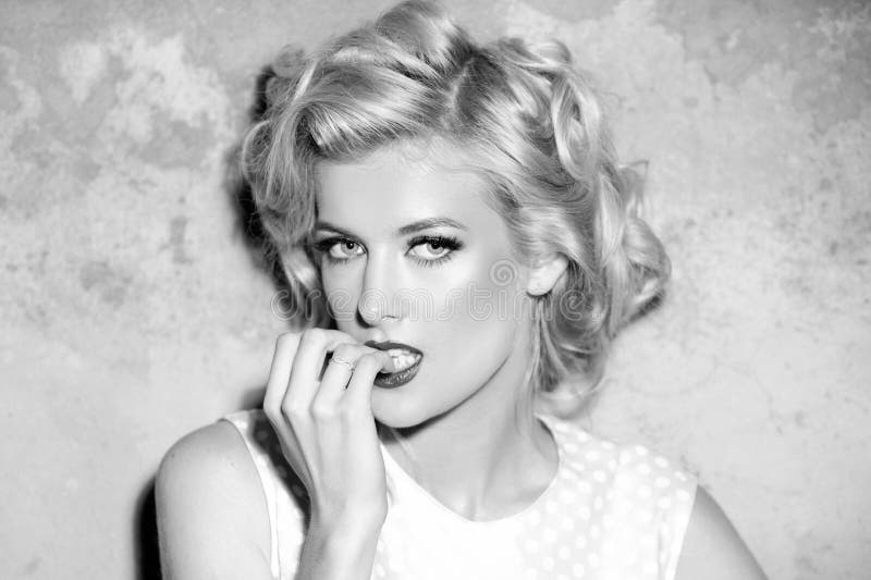 Sensual Blonde Female Model Portrait Young Beauty Woman Face Look