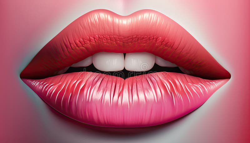 Sensual Close-up of Female Lips with Colored Light. Generative AI Stock ...