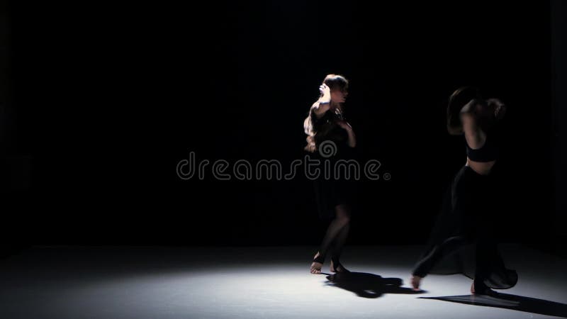 Sensual Contemporary Dance Performance of One Dancers on Black, Shadow ...