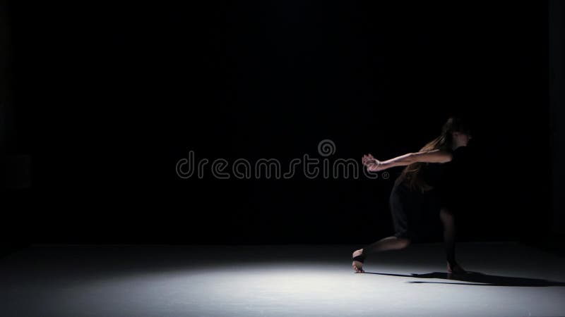 Sensual Contemporary Dance Performance of One Dancers on Black, Shadow ...