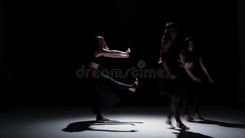Sensual Contemporary Dance Performance of One Dancers on Black, Shadow ...