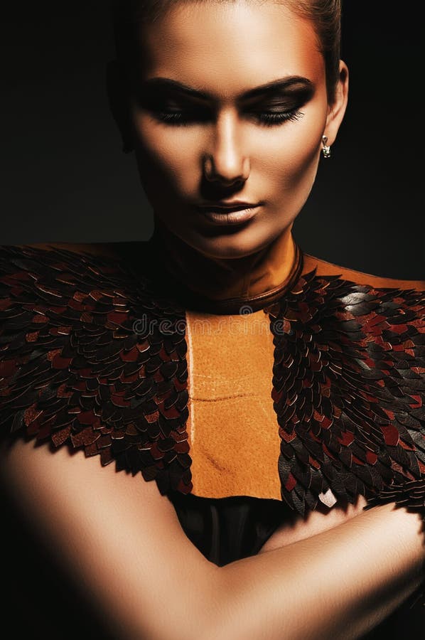 Sensual Elegant Woman in Leather Accessory Stock Photo - Image of eyes ...